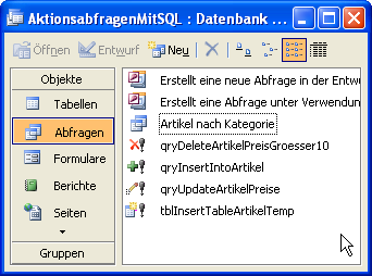 Aktionsabfragen mit SQL - Access im Unternehmen