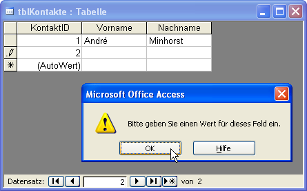 Validierung von Daten - Access im Unternehmen